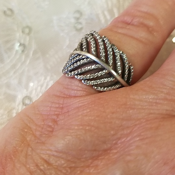 Pandora | Jewelry | Pandora Sterling Silver Feather Ring | Poshmark